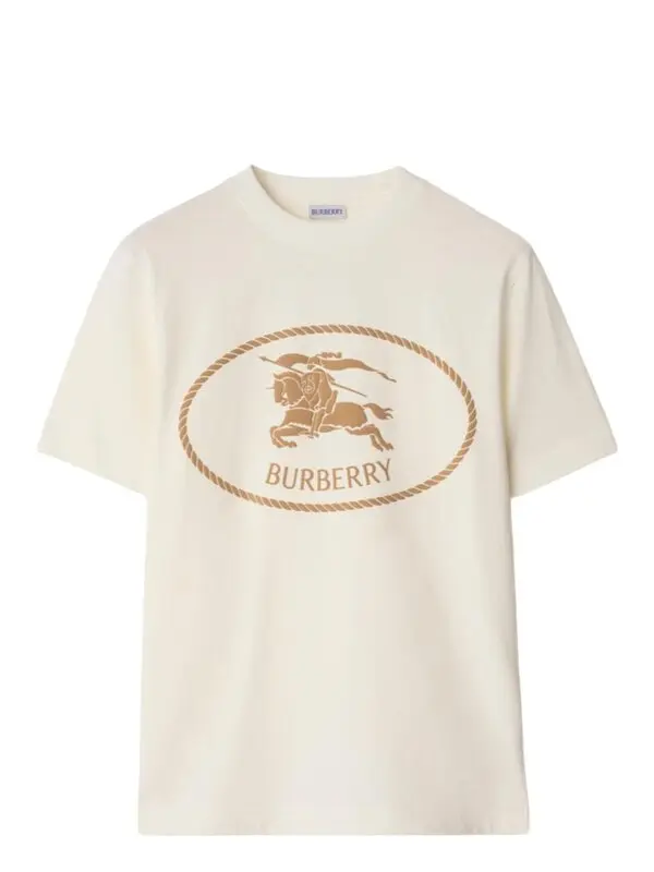 Burberry Logo Detailed Crewneck T-shirt - Chalk