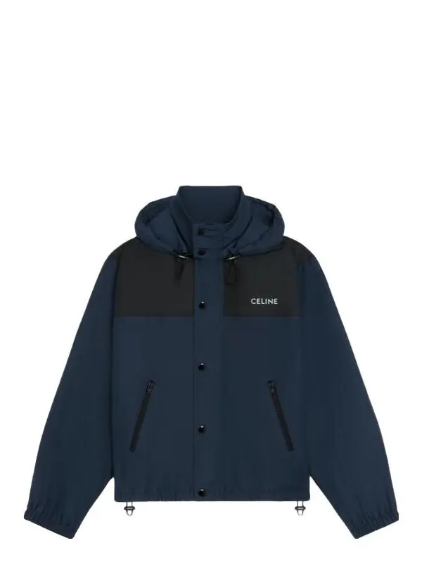 Celine Windbreaker In Nylon - Navy Blue
