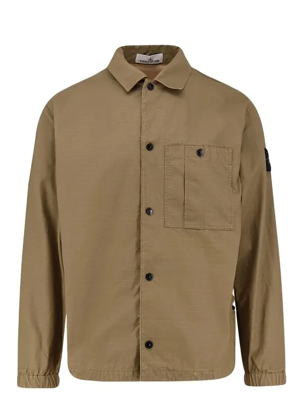 Stone Island Logo Patch Jacket - Brown