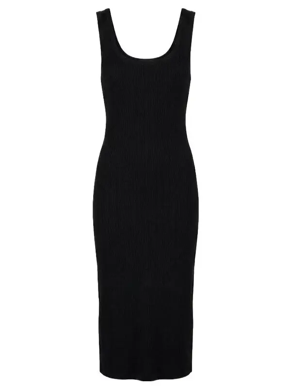 TOTEME Ribbed Sleeveless Midi Dress - Black