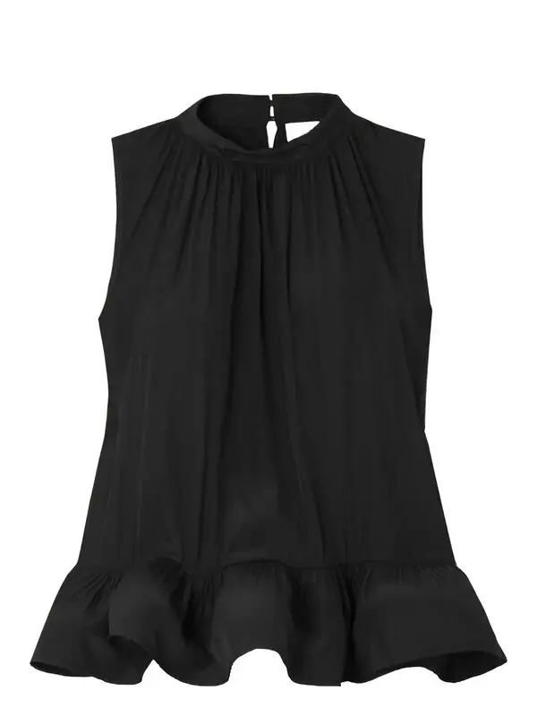 LANVIN Pleated Shell Peplum Blouse - Black