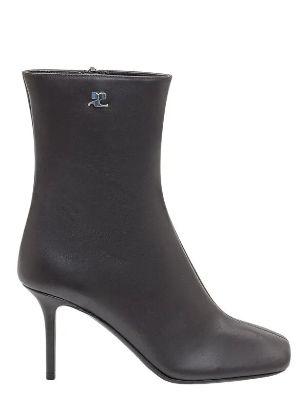 COURREGES Square Toe Ankle Boots - Black