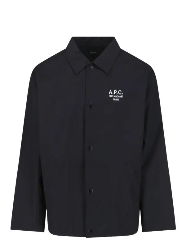 A.p.c. Logo Print Buttoned Jacket - Black