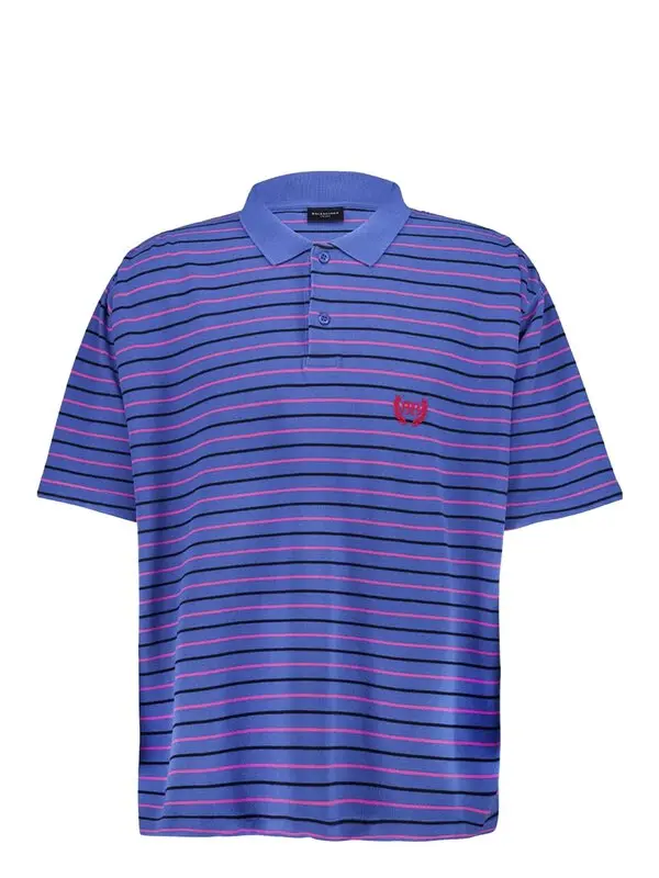 Balenciaga Laurel Classic Pique Striped Polo Shirt - Blue