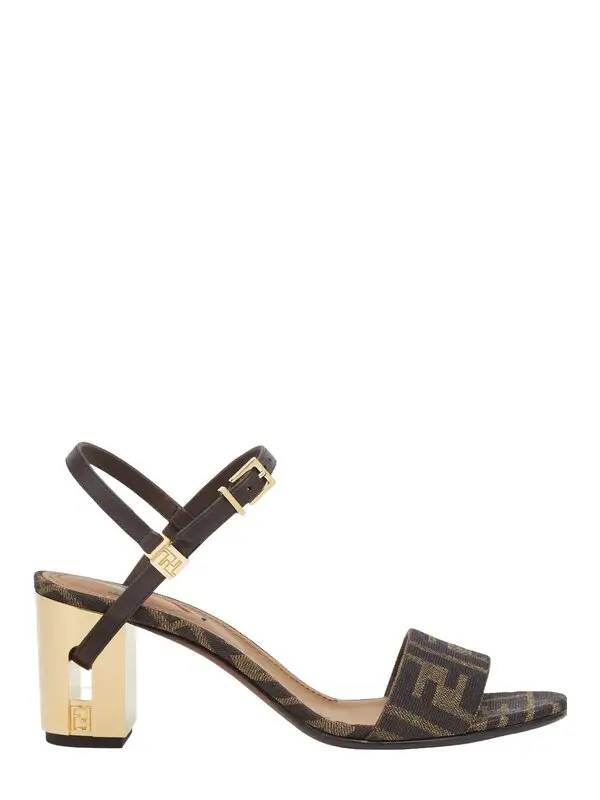 Fendi Delfina Ff Jacquard Medium-heeled Sandals - Brown