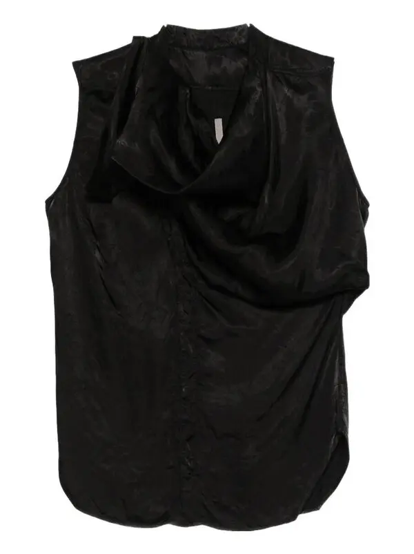 Rick Owens Asymmetrical Draped Sleeveless Top - Black