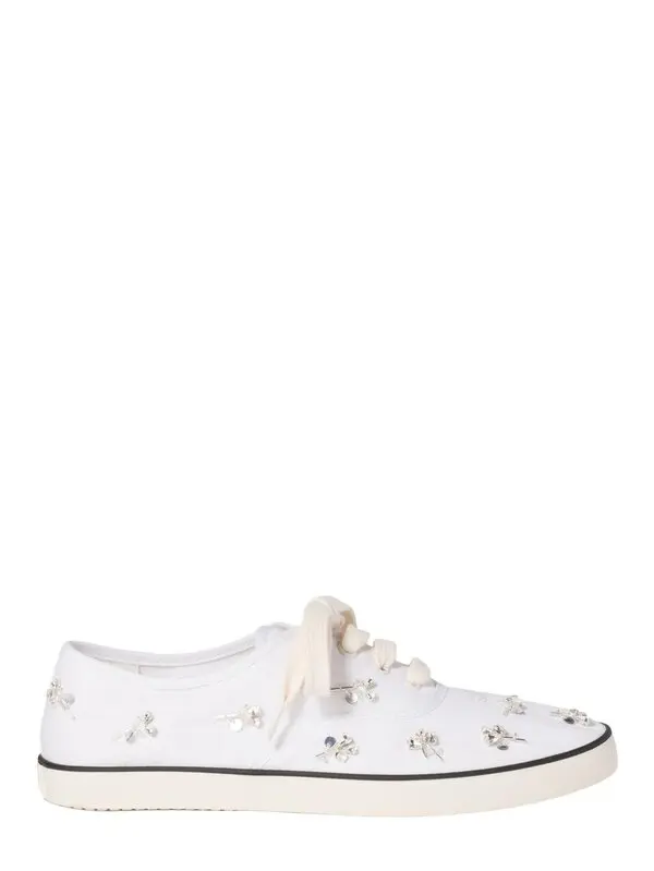 Miu Miu Embellished Floral Low-top Sneakers - White