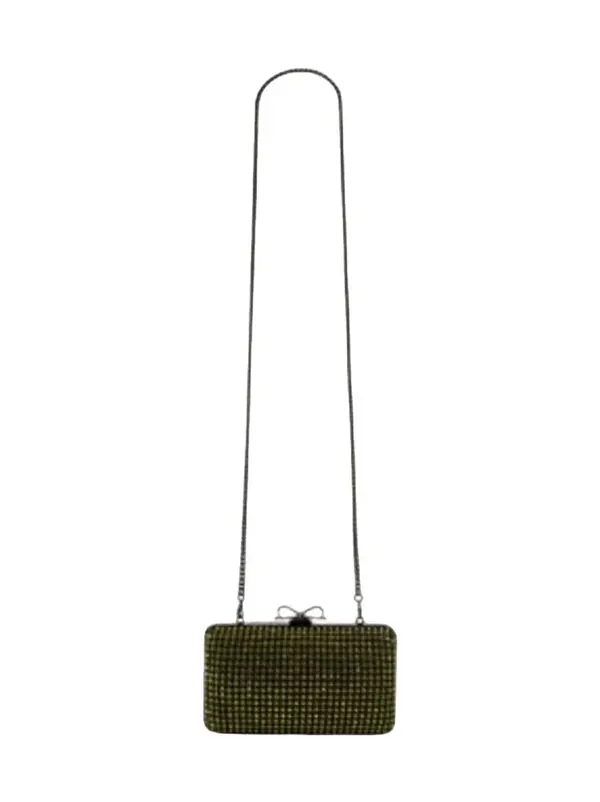 SELF-PORTRAIT Crystal Bow Clutch Bag - Green