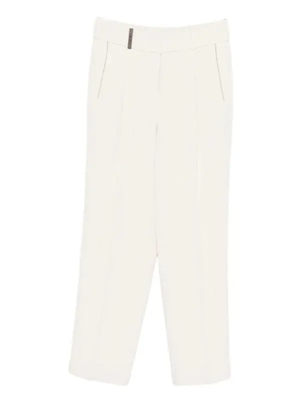 Peserico Cropped Tailored Pants With Pinstripe Detail - White