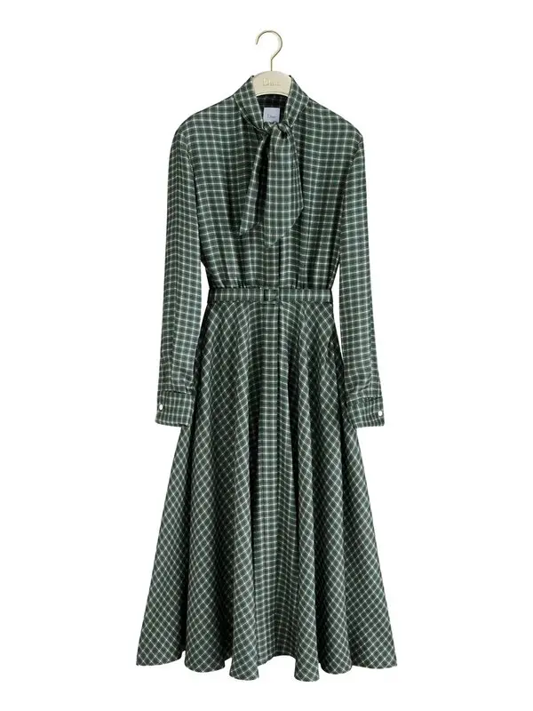 Dior Mid-length Belted Shirtdress With Cd Mother-of-pearl Buttons - Green
