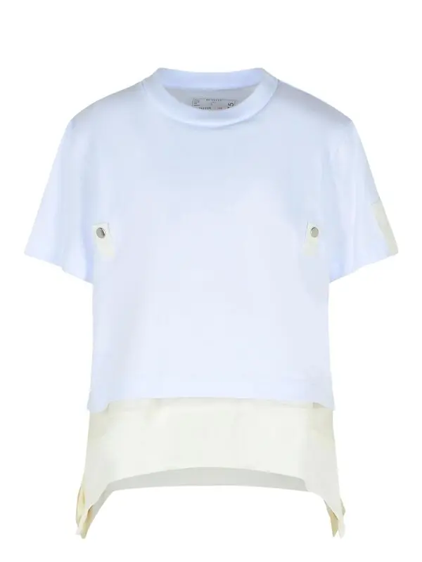 Sacai Short Sleeve Crewneck T-shirt With Paneled Design - White