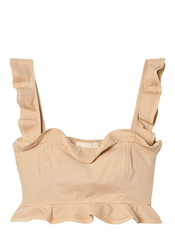 Ulla Johnson Ruffled Trim Cropped Top - Beige