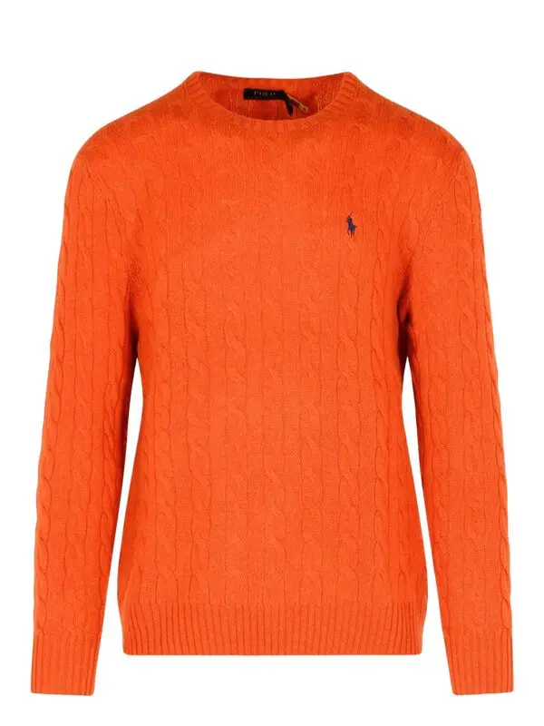 Polo Ralph Lauren Pony Embroidered Cable-knit Jumper - Orange