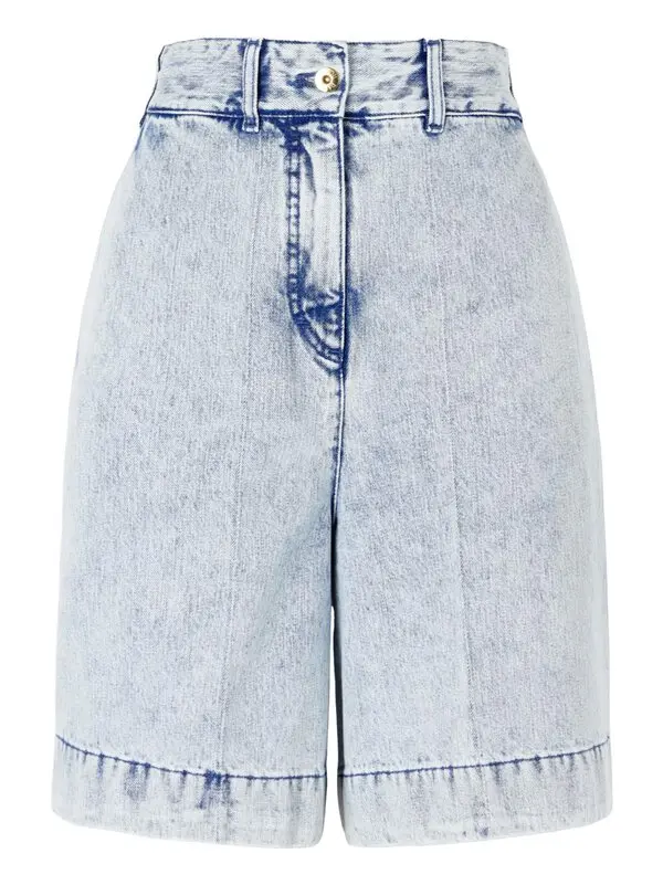 PATOU High-waisted Knee-length Denim Shorts - Light Denim Blue