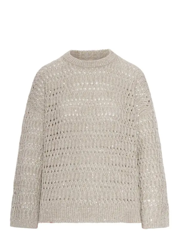 Brunello Cucinelli Crochet Crewneck Jumper - Beige