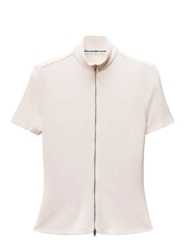 Alexander Wang Mock Neck Zip-up Top - White