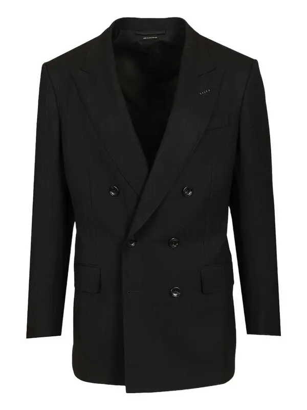 TOM FORD Double-breasted V-neck Jacket - Black