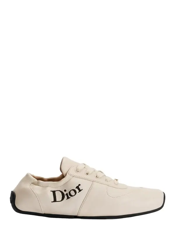 Dior Lace-up Sneakers With Embroidered Logo - Nude