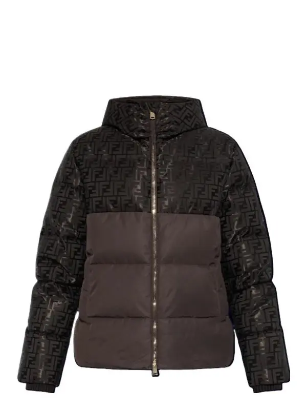 Fendi Monogram Hooded Down Jacket - Black