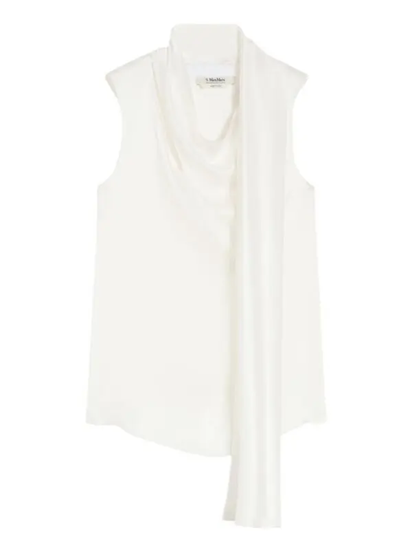 Max Mara Drape Sleeveless Blouse With Scarf Detail - White