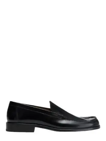 LEMAIRE Glossed Square-toe Loafers - Black