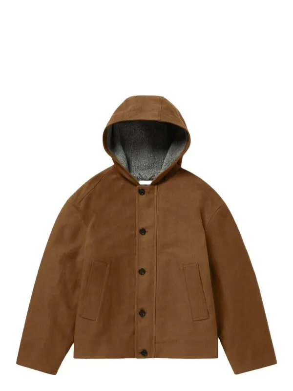 1989 STUDIO Textured Hooded Coat - Brown