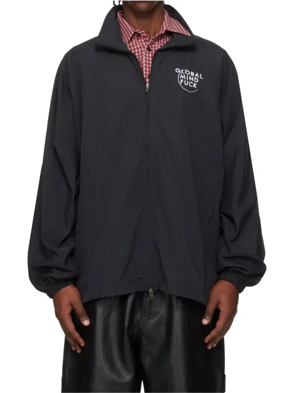 Vetements Zip-up Logo Embroidered Jacket - Black