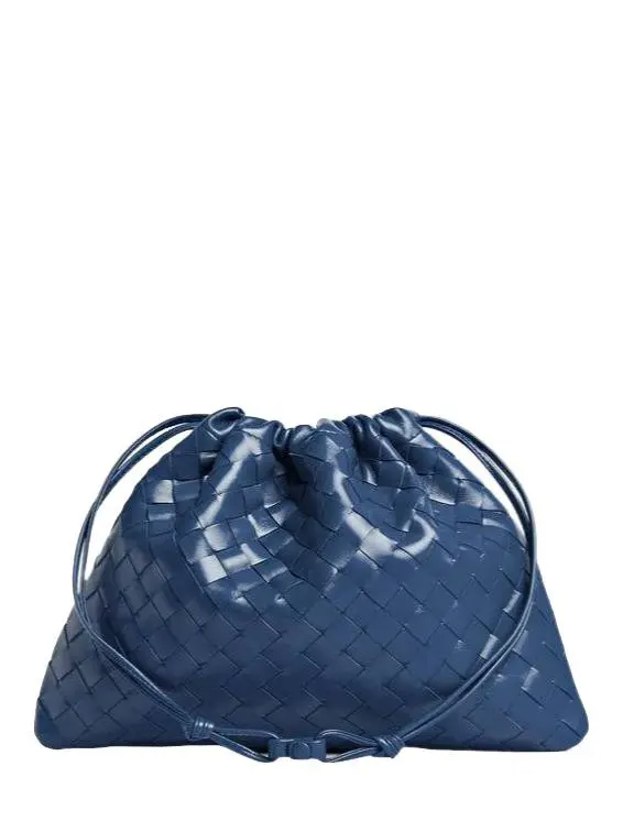 Bottega Veneta Intrecciato Drawstring Shoulder Bag - Blue