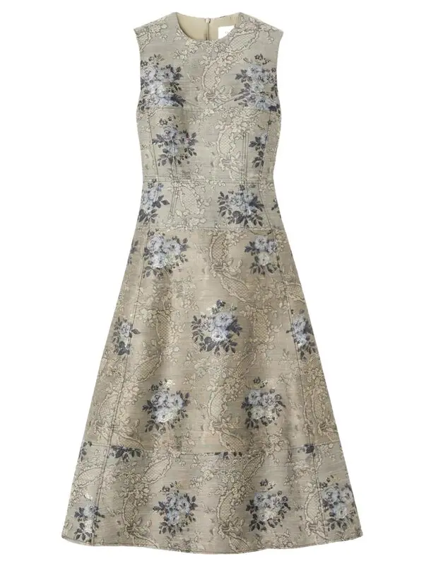 Erdem Kelsie Floral Jacquard Dress - Nude