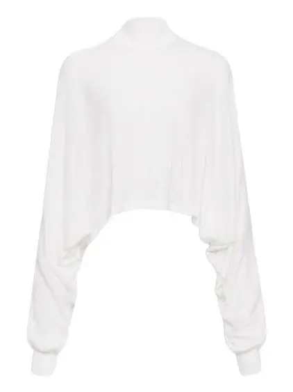 Alaïa Draped Mock Neck Jumper With Back Cut-out - White