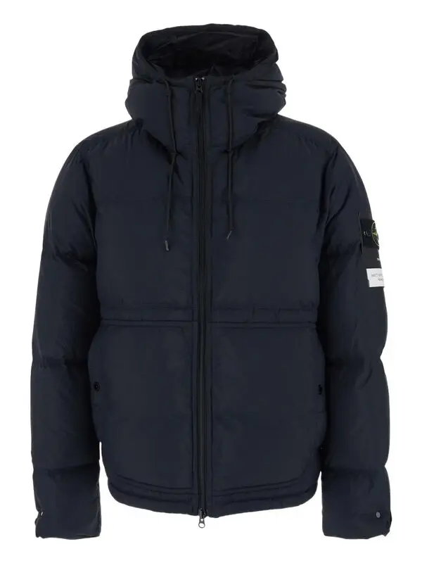 Stone Island Drawstring Hooded Puffer Jacket - Black