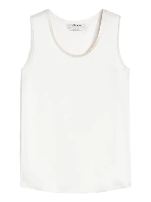 Max Mara Estri Crewneck Top With Wide Shoulder Straps - Ivory White