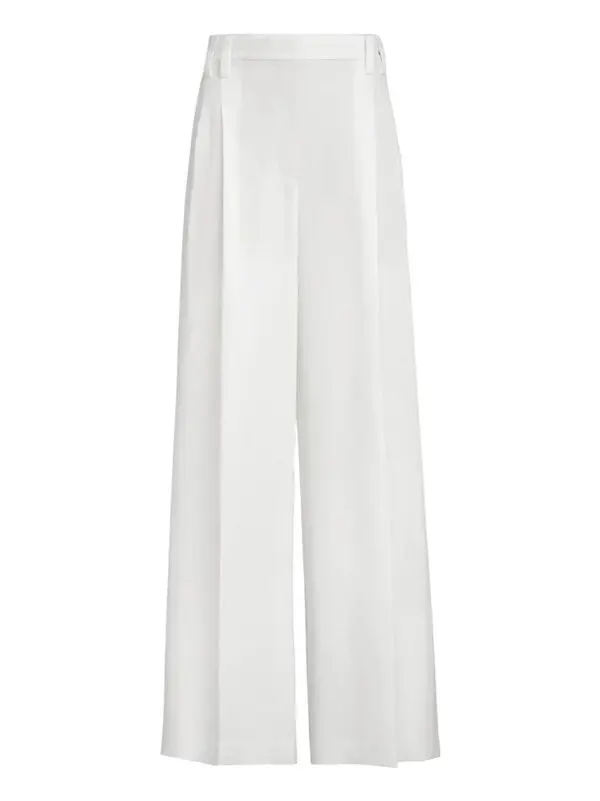 Brunello Cucinelli Fluid Twill Wide Leg Trousers - Beige