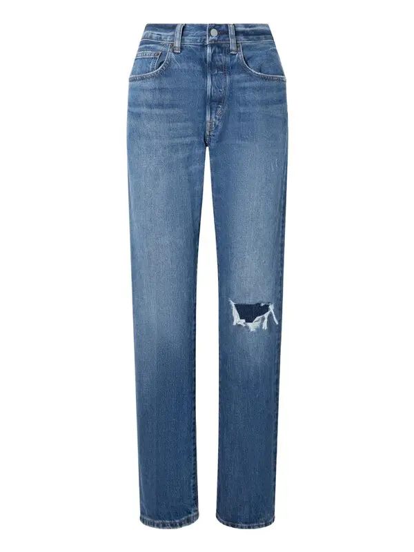 Polo Ralph Lauren Distressed Straight-leg Jeans - Medium Denim Blue