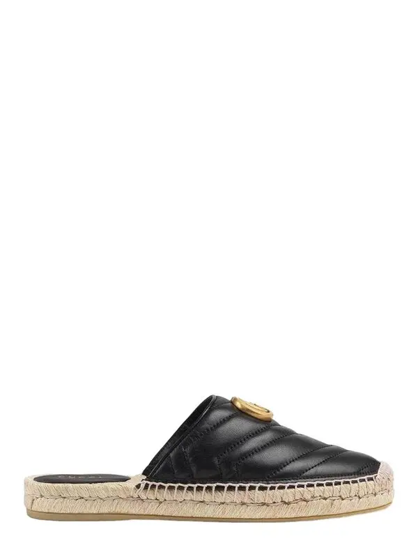 Gucci Leather Espadrille With Double G - Black