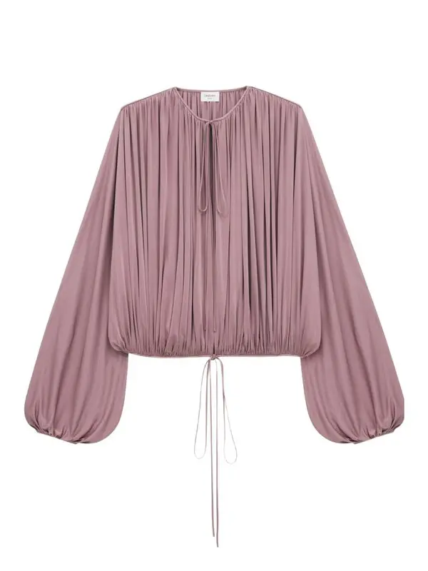 Saint Laurent Gathered Drawstring Blouse - Pink
