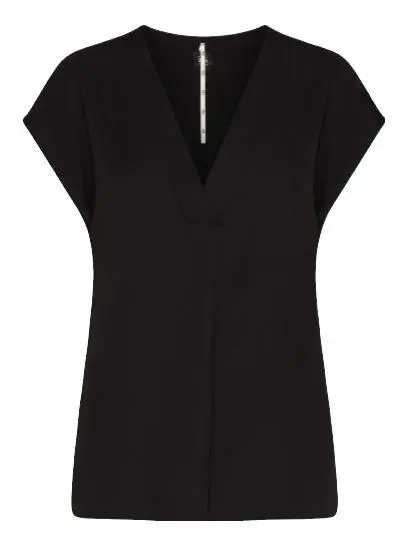 Marella Fluid Satin V-neck Blouse - Black