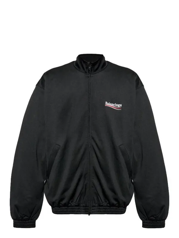 Balenciaga Logo Print Zip-up Jacket - Black