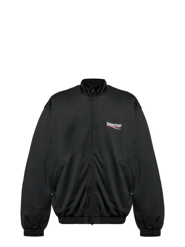 Balenciaga Logo Print Zip-up Jacket - Black