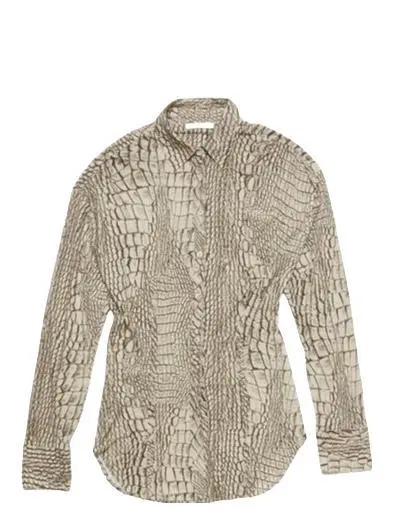 Acne Studios Croco Print Jersey Button-up Shirt - Nude