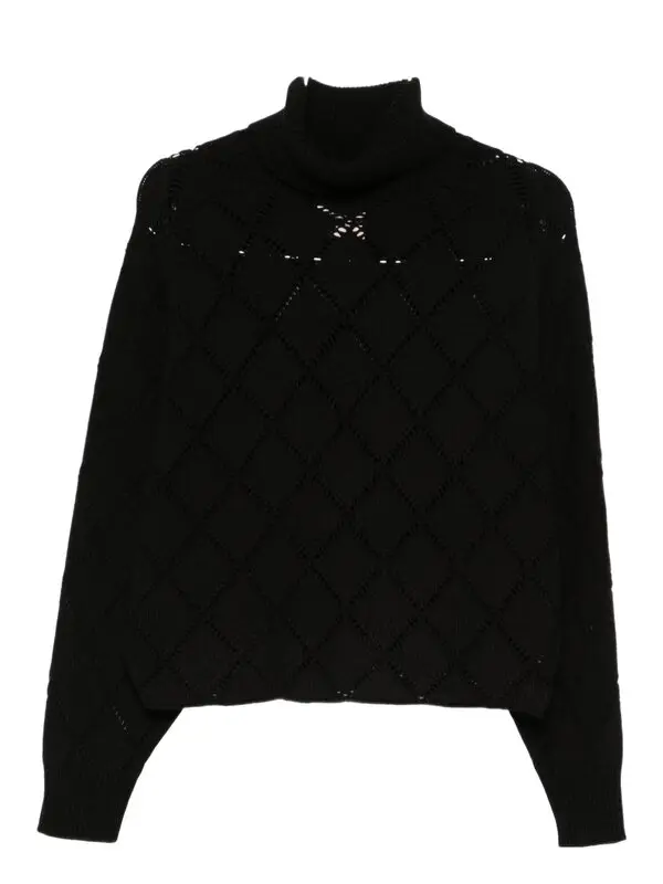 SEMICOUTURE Openwork Turtleneck Sweater - Black