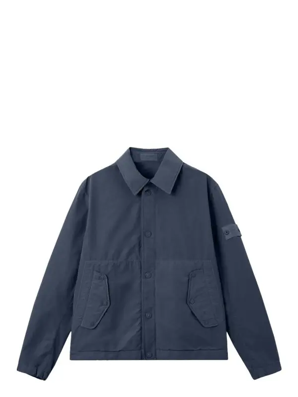 Stone Island Logo Patch Buttoned Jacket - Slate Blue