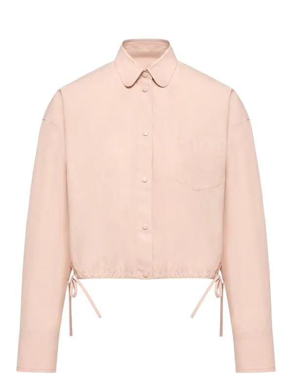 Moncler Cropped Poplin Shirt With Drawstring Hem - Pink
