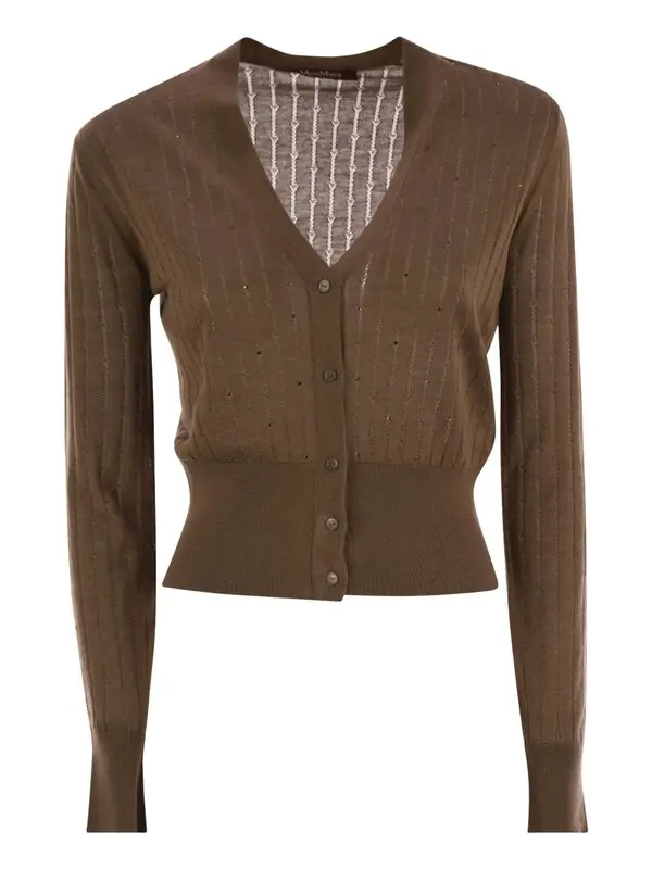 Max Mara Sequin Embellished Knit Cardigan - Green