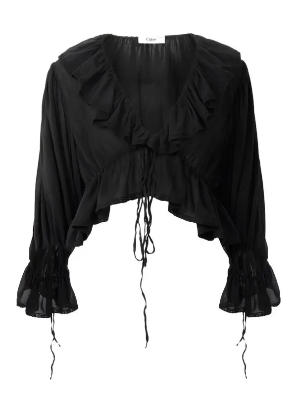 Chloé Ruffle Detailed Shirt - Black
