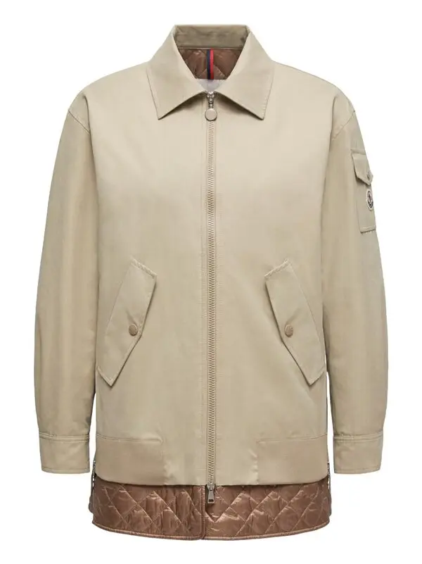 Moncler Felci Padded Shirt Jacket - Gray And Beige