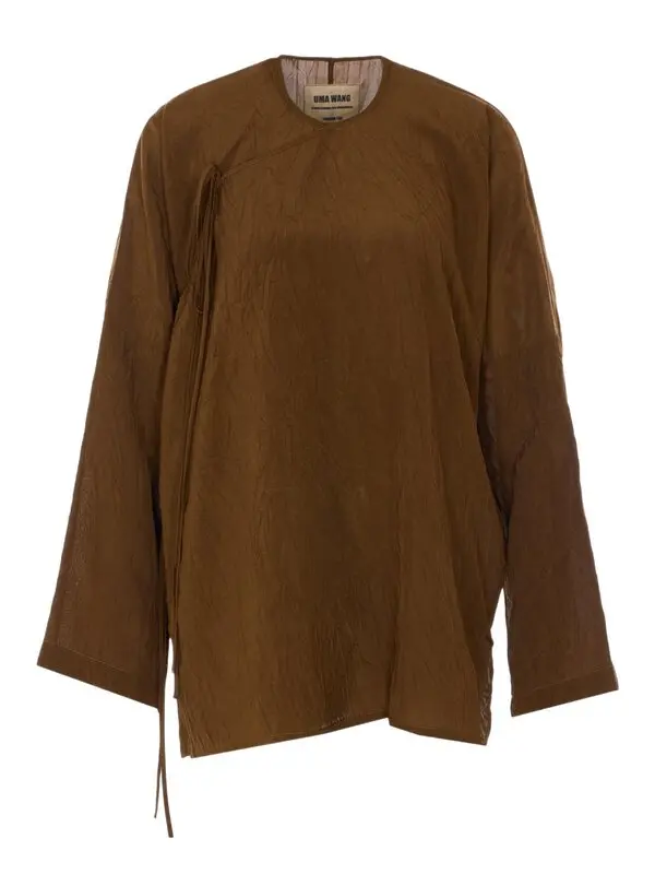UMA WANG Tie Detail Blouse - Brown