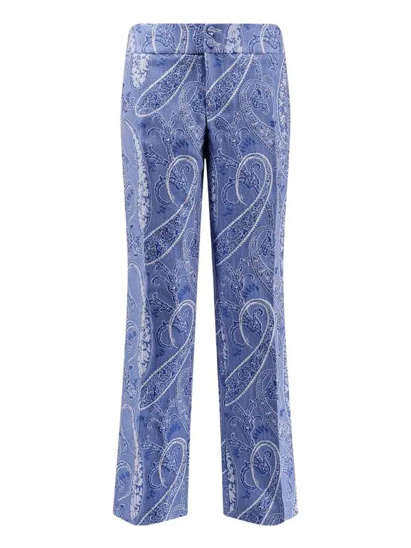Etro Paisley Jacquard Pleated Jeans - Blue