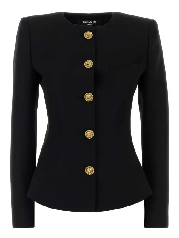 Balmain Peplum Hem Single-breasted Jacket - Black