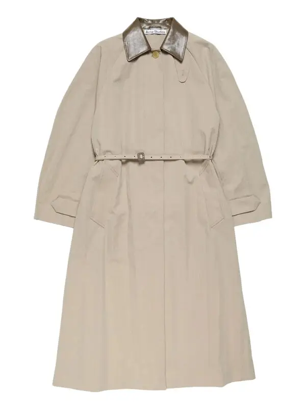 Acne Studios Belted Leather-collar Coat - Nude
